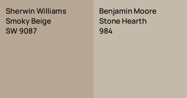 Sherwin Williams Smoky Beige vs. Benjamin Moore Stone Hearth comparison