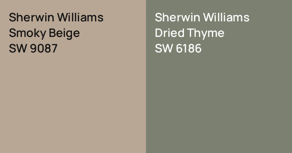 Sherwin Williams Smoky Beige vs. Sherwin Williams Dried Thyme comparison