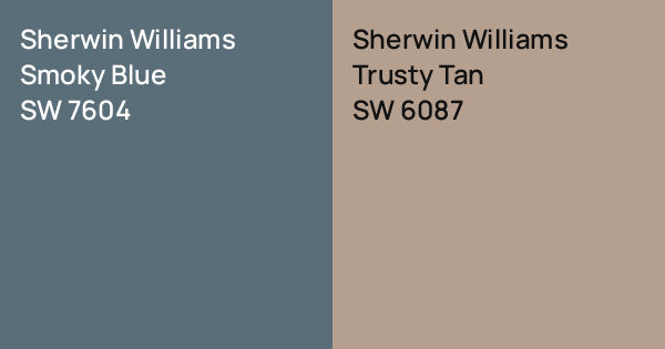 Sherwin Williams Smoky Blue vs. Sherwin Williams Trusty Tan comparison