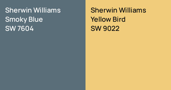Sherwin Williams Smoky Blue vs. Sherwin Williams Yellow Bird comparison