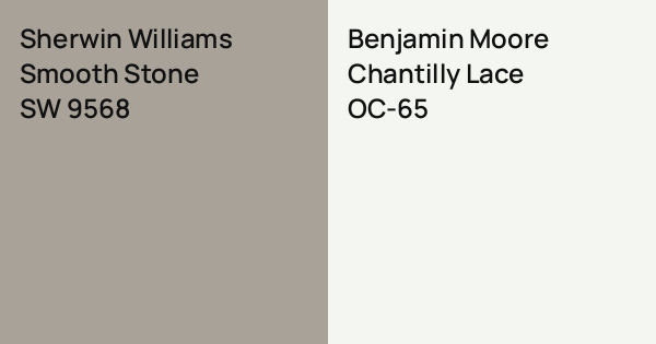 Sherwin Williams Smooth Stone vs. Benjamin Moore Chantilly Lace comparison