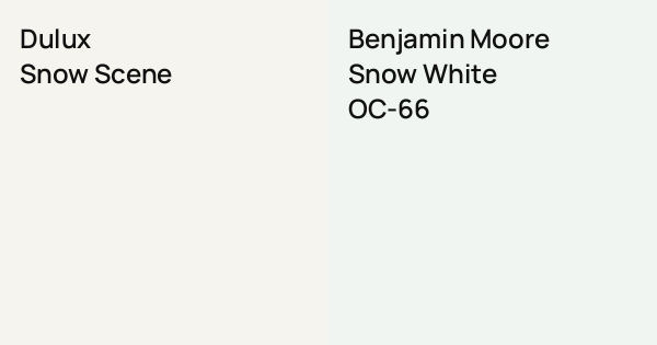 Dulux Snow Scene vs. Benjamin Moore Snow White comparison