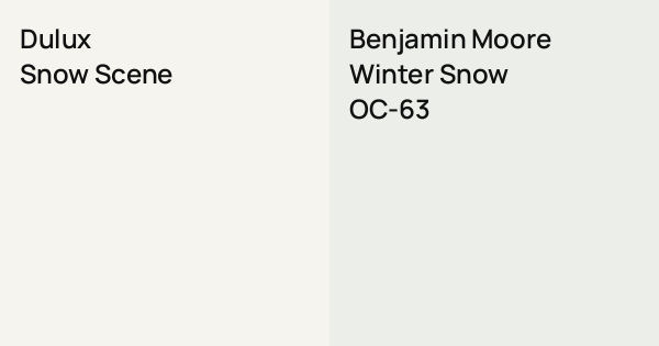 Dulux Snow Scene vs. Benjamin Moore Winter Snow comparison