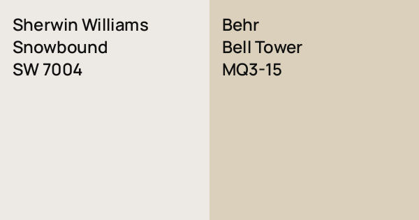 Sherwin Williams Snowbound vs. Behr Bell Tower comparison