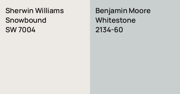 Sherwin Williams Snowbound vs. Benjamin Moore Whitestone comparison