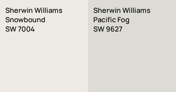 Sherwin Williams Snowbound vs. Sherwin Williams Pacific Fog comparison