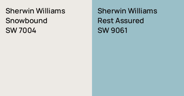 Sherwin Williams Snowbound vs. Sherwin Williams Rest Assured comparison
