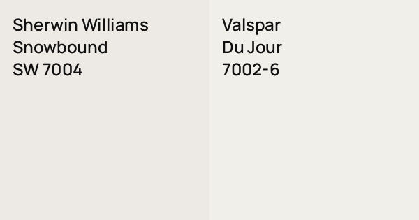 Sherwin Williams Snowbound vs. Valspar Du Jour comparison