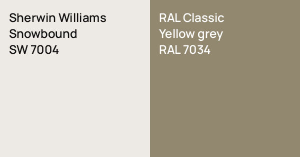 Sherwin Williams Snowbound vs. RAL Classic Yellow grey comparison