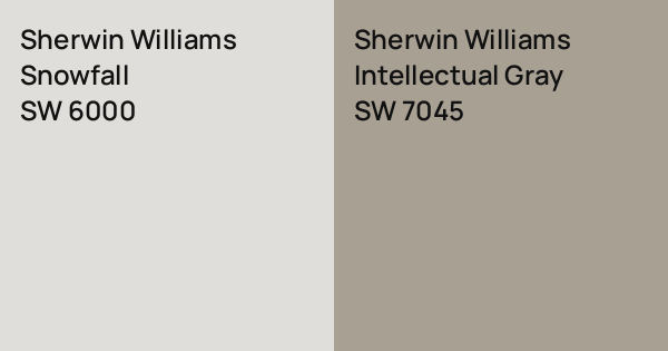 Sherwin Williams Snowfall vs. Sherwin Williams Intellectual Gray comparison