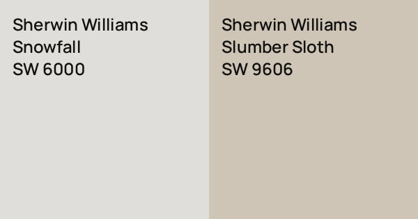 Sherwin Williams Snowfall vs. Sherwin Williams Slumber Sloth comparison