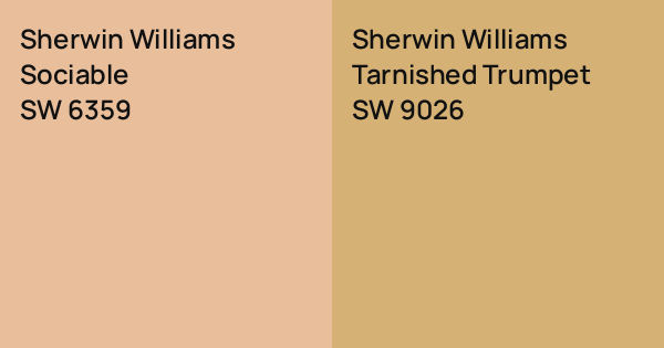 Sherwin Williams Sociable vs. Sherwin Williams Tarnished Trumpet comparison