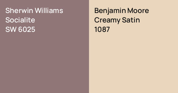 Sherwin Williams Socialite vs. Benjamin Moore Creamy Satin comparison