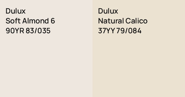 Dulux Soft Almond 6 vs. Dulux Natural Calico comparison