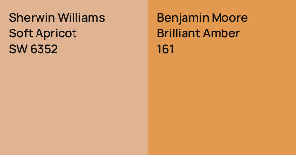 Sherwin Williams Soft Apricot vs. Benjamin Moore Brilliant Amber comparison