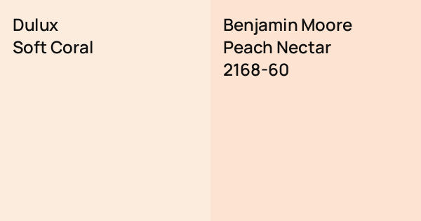 Dulux Soft Coral vs. Benjamin Moore Peach Nectar comparison