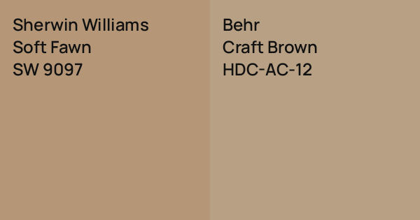 Sherwin Williams Soft Fawn vs. Behr Craft Brown comparison