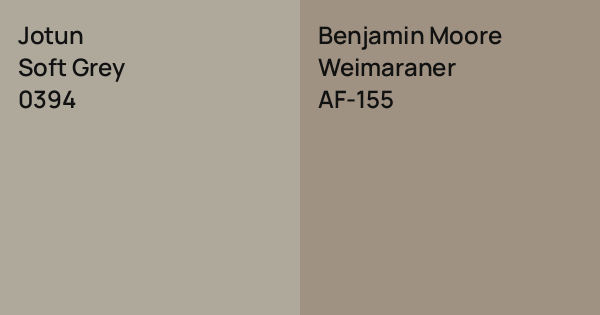 Jotun Soft Grey vs. Benjamin Moore Weimaraner comparison