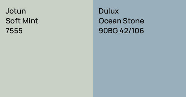 Jotun Soft Mint vs. Dulux Ocean Stone comparison