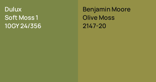 Dulux Soft Moss 1 vs. Benjamin Moore Olive Moss comparison