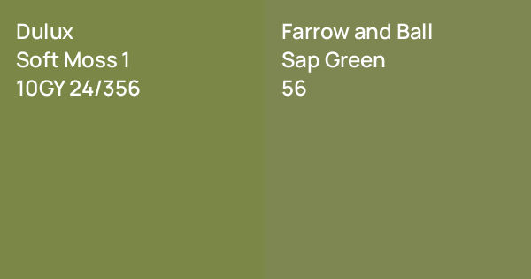 Dulux Soft Moss 1 vs. Farrow and Ball Sap Green comparison