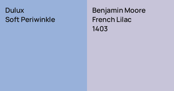 Dulux Soft Periwinkle vs. Benjamin Moore French Lilac comparison
