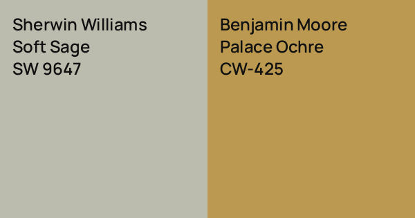 Sherwin Williams Soft Sage vs. Benjamin Moore Palace Ochre comparison