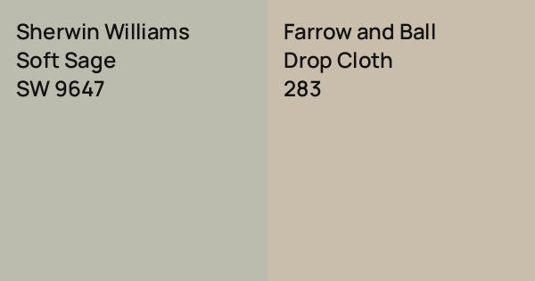 Sherwin Williams Soft Sage vs. Farrow and Ball Drop Cloth comparison