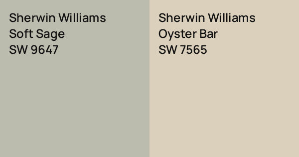 Sherwin Williams Soft Sage vs. Sherwin Williams Oyster Bar comparison