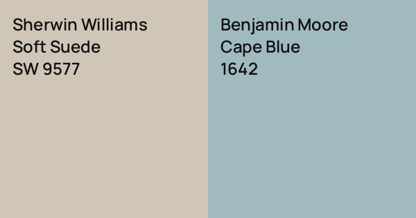 Sherwin Williams Soft Suede vs. Benjamin Moore Cape Blue comparison