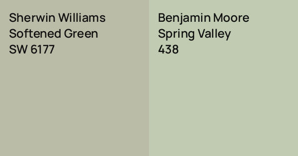 Sherwin Williams Softened Green vs. Benjamin Moore Spring Valley comparison