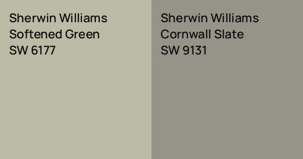 Sherwin Williams Softened Green vs. Sherwin Williams Cornwall Slate ...