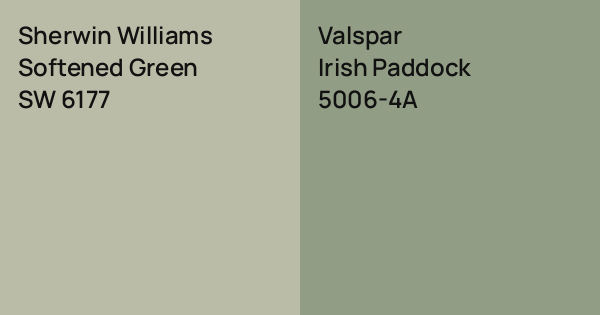 Sherwin Williams Softened Green vs. Valspar Irish Paddock comparison
