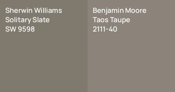 Sherwin Williams Solitary Slate vs. Benjamin Moore Taos Taupe comparison