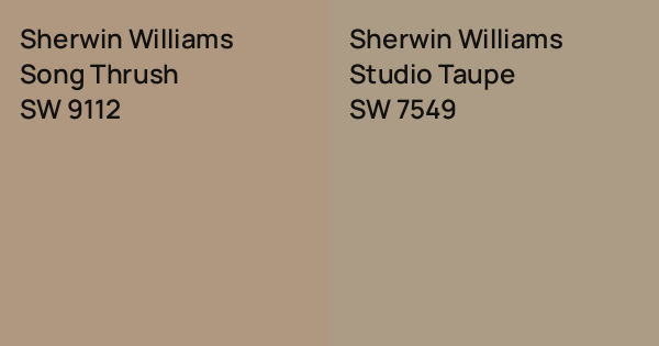 Sherwin Williams Song Thrush vs. Sherwin Williams Studio Taupe comparison
