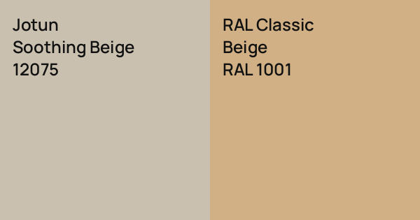Jotun Soothing Beige vs. RAL Classic Beige comparison