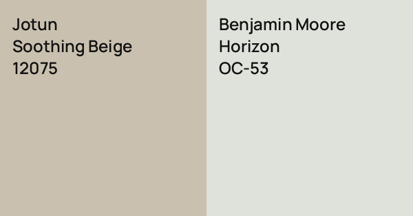 Jotun Soothing Beige vs. Benjamin Moore Horizon comparison