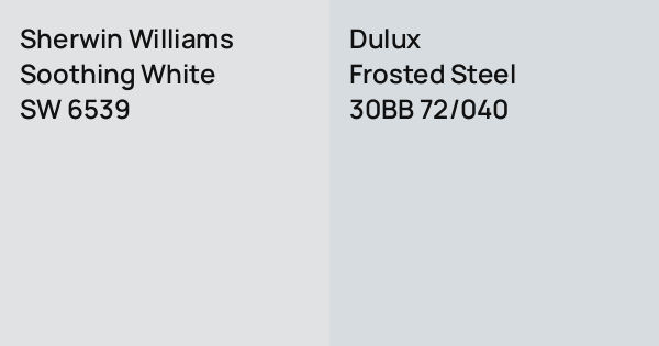 Sherwin Williams Soothing White vs. Dulux Frosted Steel comparison