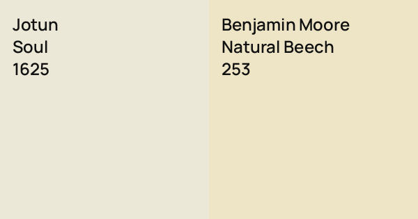 Jotun Soul vs. Benjamin Moore Natural Beech comparison