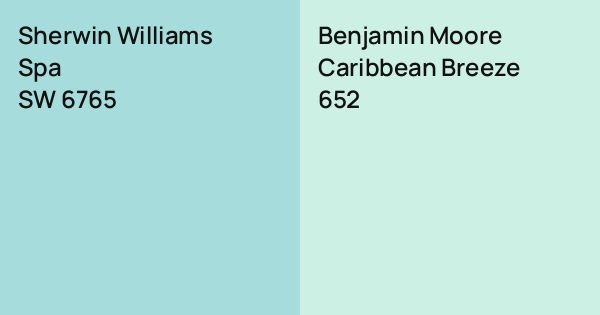 Sherwin Williams Spa vs. Benjamin Moore Caribbean Breeze comparison