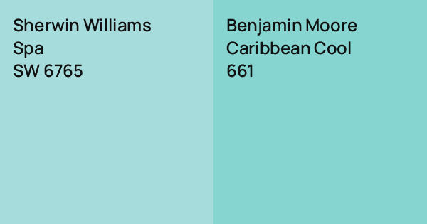 Sherwin Williams Spa vs. Benjamin Moore Caribbean Cool comparison