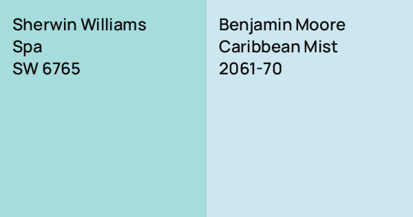 Sherwin Williams Spa vs. Benjamin Moore Caribbean Mist comparison