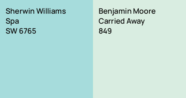 Sherwin Williams Spa vs. Benjamin Moore Carried Away comparison