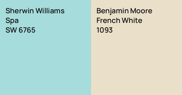 Sherwin Williams Spa vs. Benjamin Moore French White comparison