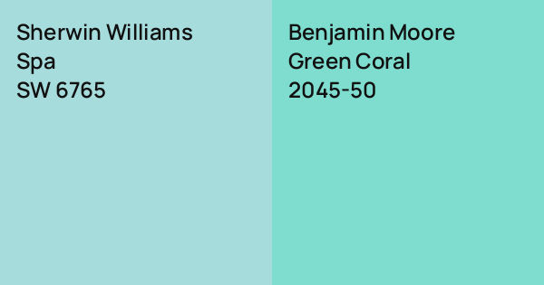 Sherwin Williams Spa vs. Benjamin Moore Green Coral comparison