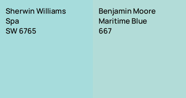 Sherwin Williams Spa vs. Benjamin Moore Maritime Blue comparison