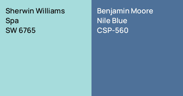 Sherwin Williams Spa vs. Benjamin Moore Nile Blue comparison