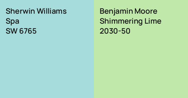Sherwin Williams Spa vs. Benjamin Moore Shimmering Lime comparison