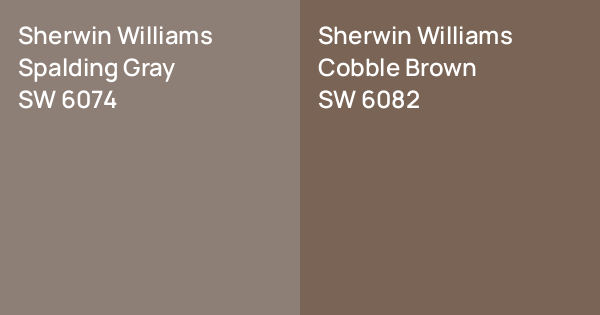 Sherwin Williams Spalding Gray vs. Sherwin Williams Cobble Brown comparison