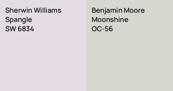 Sherwin Williams Spangle vs. Benjamin Moore Moonshine comparison